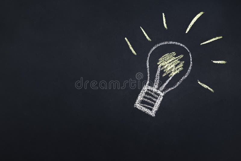 Light Bulb Drawn with Chalk on a Blackboard Stock Photo - Image of ...