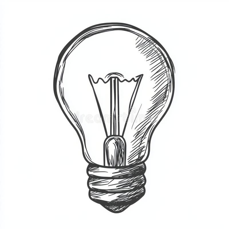 A Light Bulb Drawn in a Scribble Style, Representing a Modern Idea Icon ...