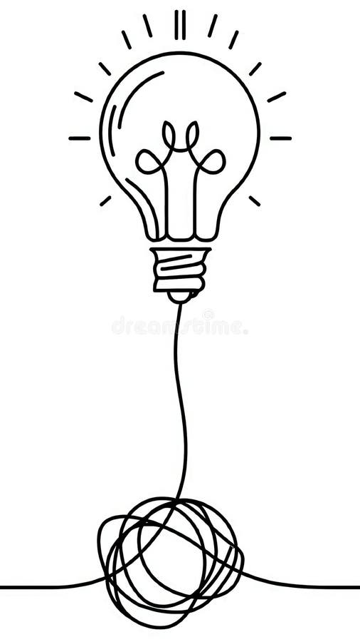 Light Bulb is Drawn with a String Around it Stock Image - Image of ...
