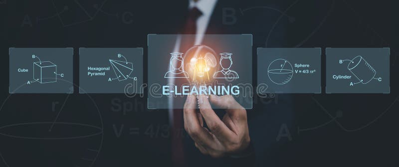 Light Bulb with E-learning Education with Online Courses E-learning ...