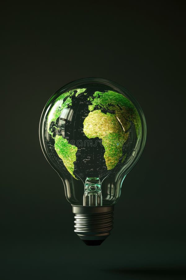 Light Bulb Earth stock illustration. Illustration of warming - 366174064