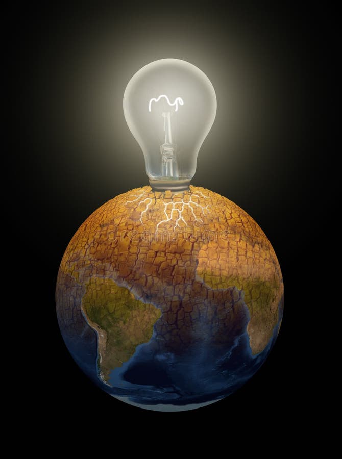 Light bulb in Earth stock illustration. Illustration of idea - 30792943