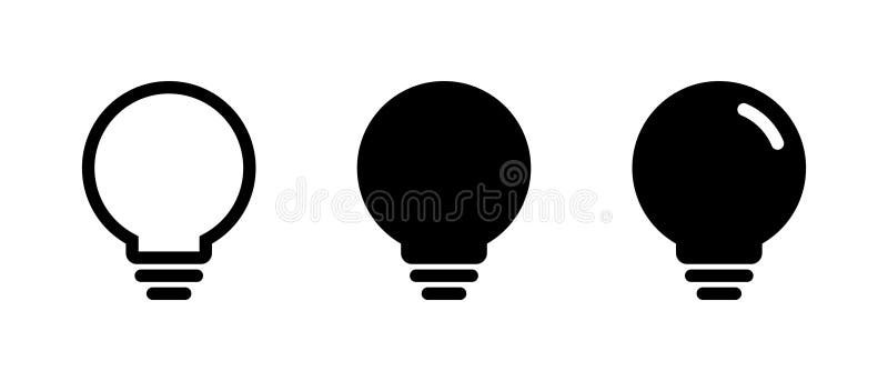 Light Bulb, Electric Lamp Icon Set in Generic Style. Idea, Insight ...