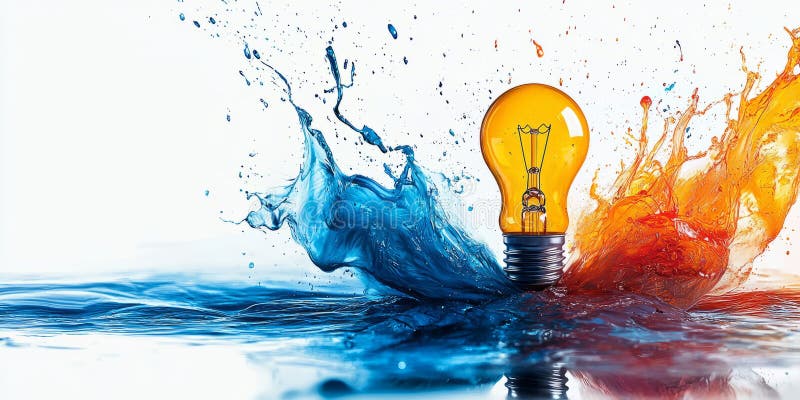 Light Bulb Emerging from a Splash of Paint,combination of Creativity ...