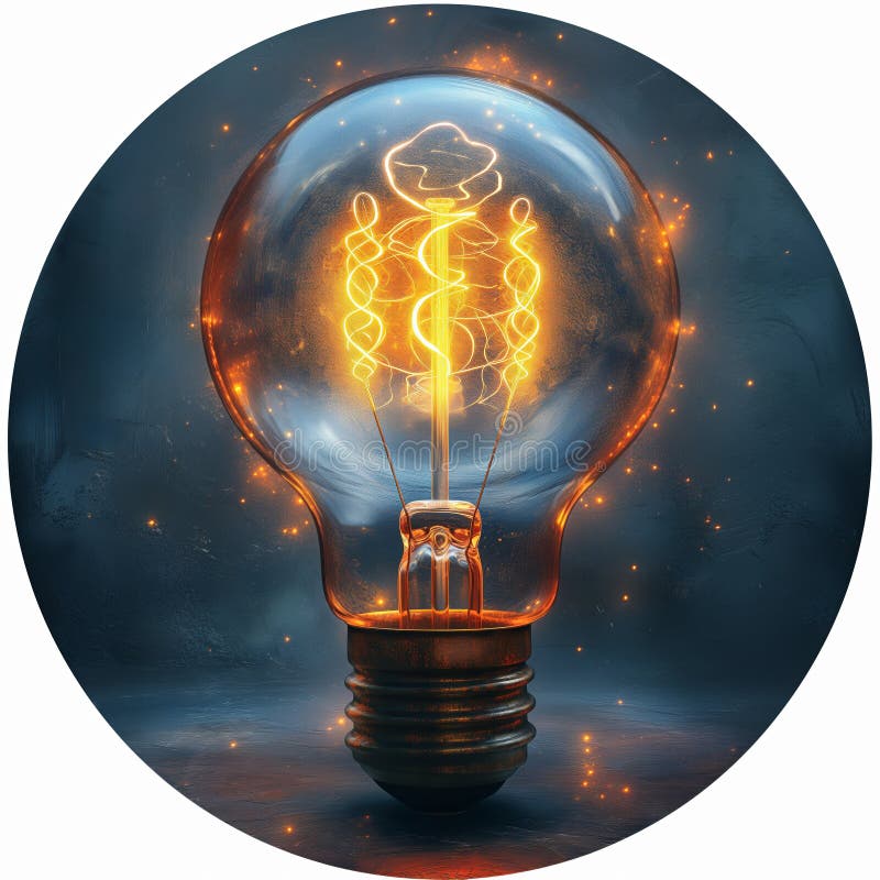 Light Bulb Emitting a Bright Glow from within. Stock Image - Image of ...