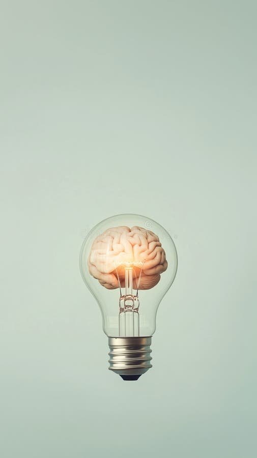 Creative Fusion of a Light Bulb and Human Brain Symbolizes Innovation ...