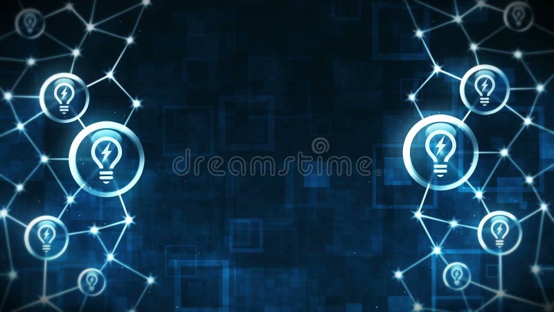 Creativity Space with Light Bulb Icons Floating. Connection Structure ...