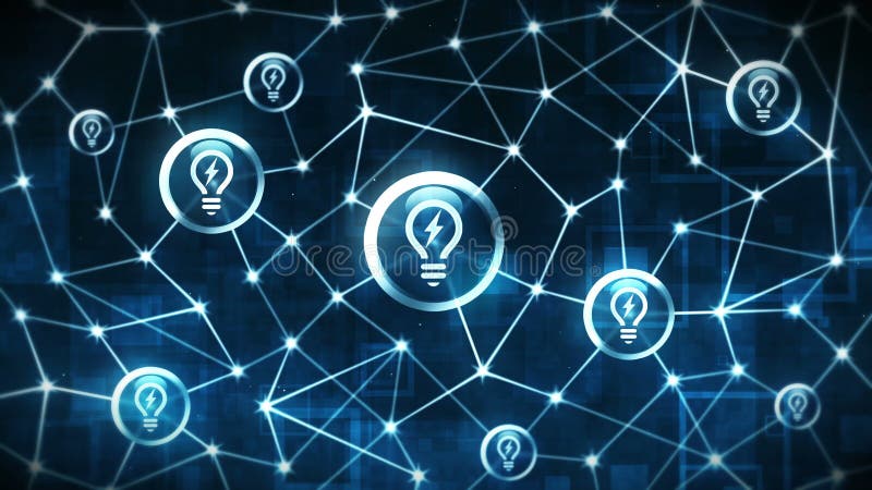 Creativity Space with Light Bulb Icons Floating. Connection Structure ...