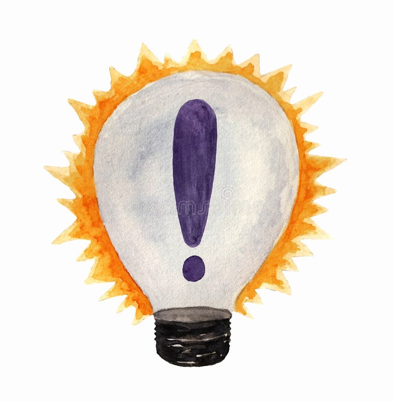 Light Bulb with an Exclamation Point Stock Illustration - Illustration ...
