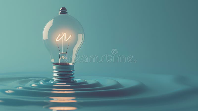 Light Bulb with Expanding Circles Ripple Effect of Ideas. Stock ...