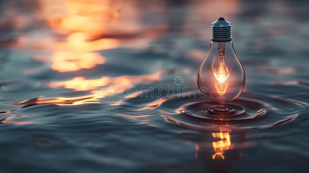 Light Bulb with Expanding Circles Ripple Effect of Ideas. Stock ...
