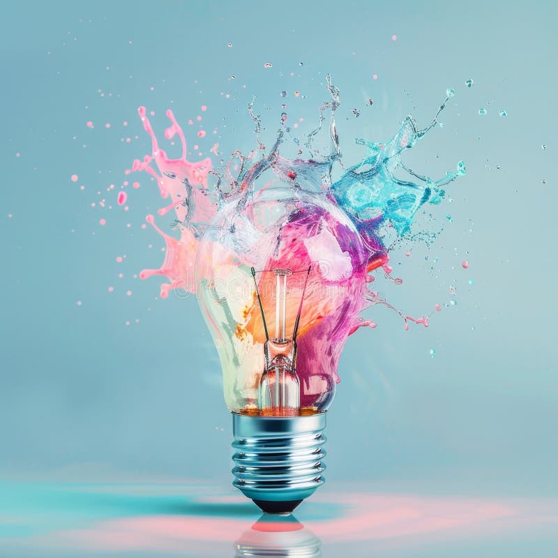 Light Bulb Explodes, Colorful Splashes, Color Spatter Blast, Lamp ... Light Bulb Explodes, Colorful Splashes, Color Spatter Blast, Lamp ...
