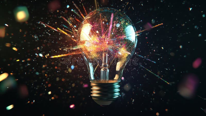 A Light Bulb Explodes in a Dramatic Cinematic Burst of Particles, with ...