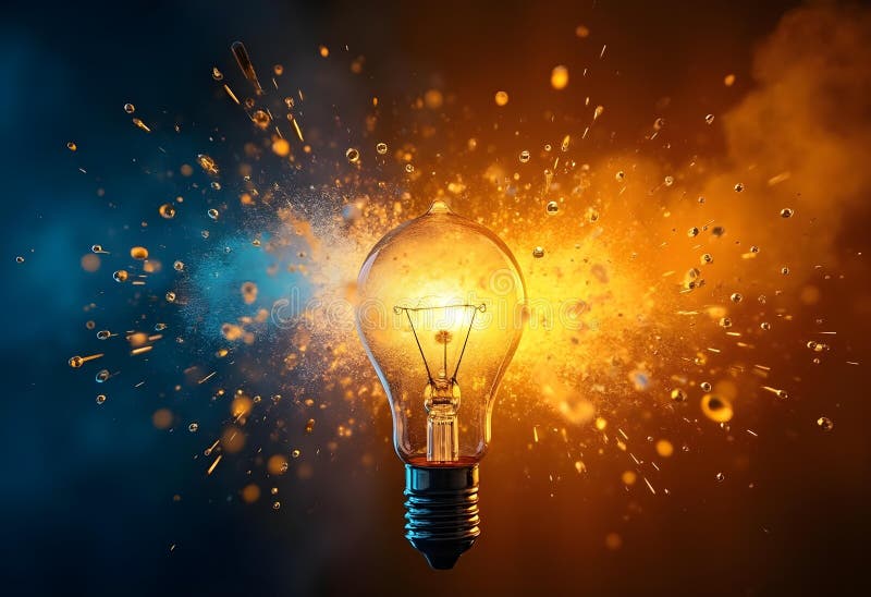 Light Bulb Explodes with Vibrant Colors, Creating Stunning Visual Stock ...