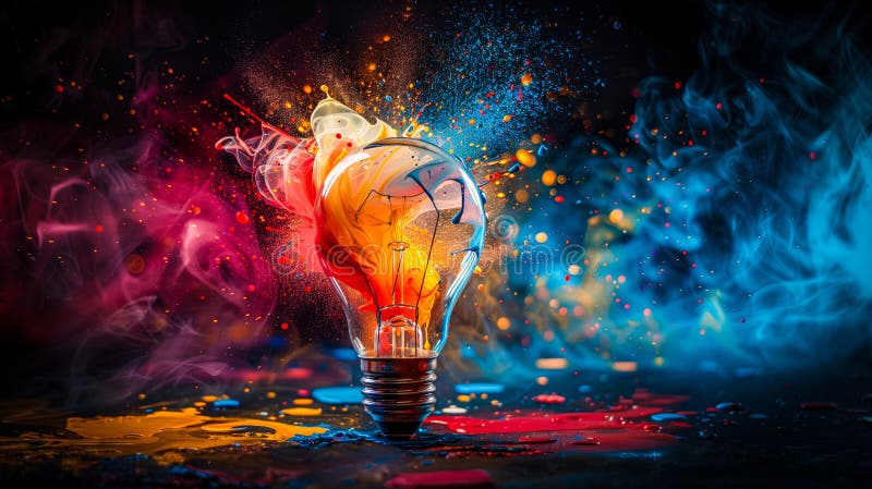 Light Bulb Exploding with Color Representing Creative Idea Stock ...