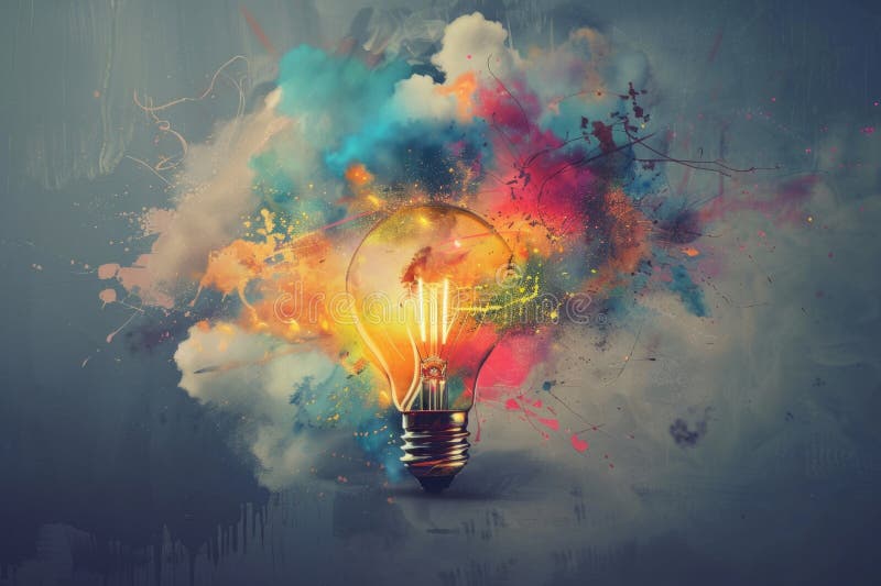 Light Bulb Exploding with Color Representing a Creative Idea Stock ...