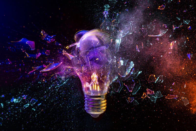 Colorful Electric Light Bulb Exploding Stock Image - Image of idea ...