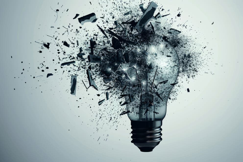 Light Bulb Exploding with Ideas Coming Out from Inside Stock Photo ...