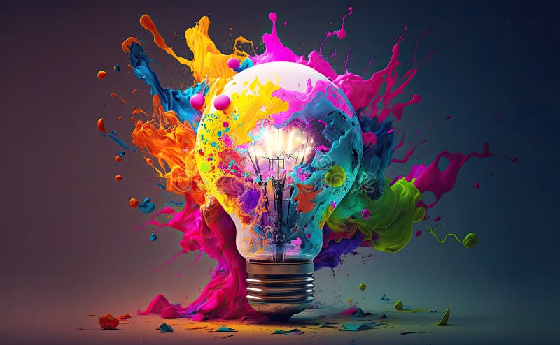 Light Bulb with Exploding Paint Splatter. Stock Illustration ...