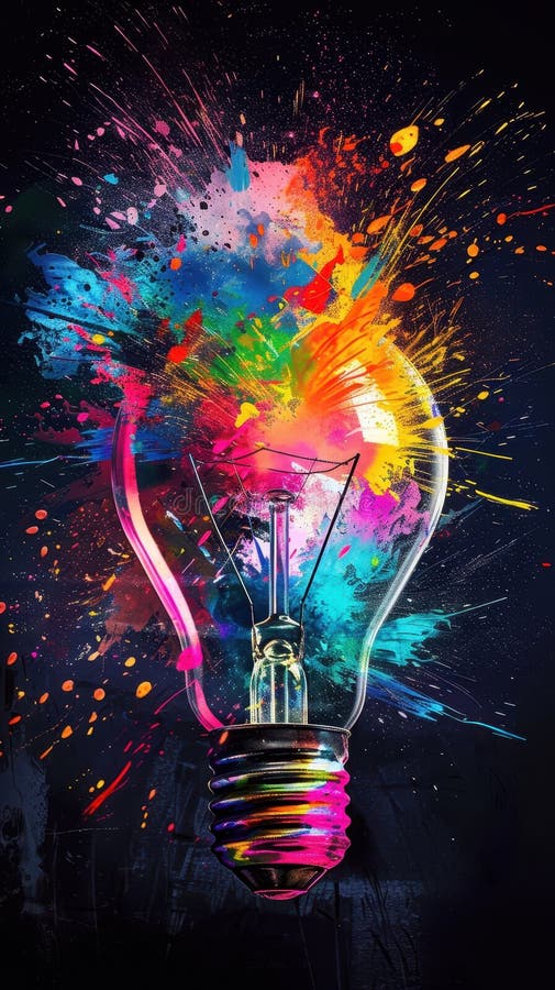 Light Bulb Exploding in a Rainbow of Colors Stock Illustration ...