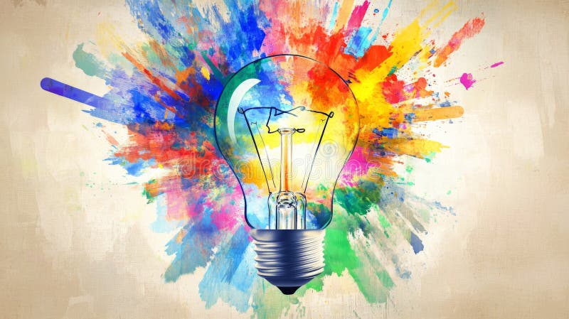 Light Bulb Explosion with Shards and Paint, a Creative Idea. Think ...