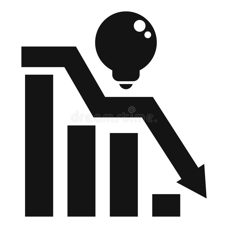Light Bulb Falling on Declining Graph Icon Stock Illustration ...