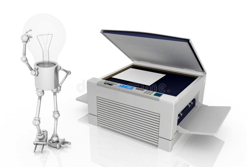 Light Bulb Figure with a Copy Machine Stock Illustration - Illustration ...