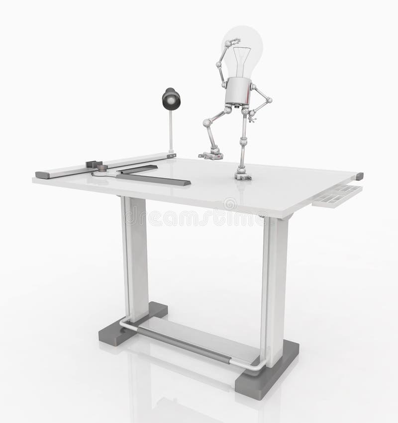 Light Bulb Figure Dancing on a Writing Desk Stock Illustration ...
