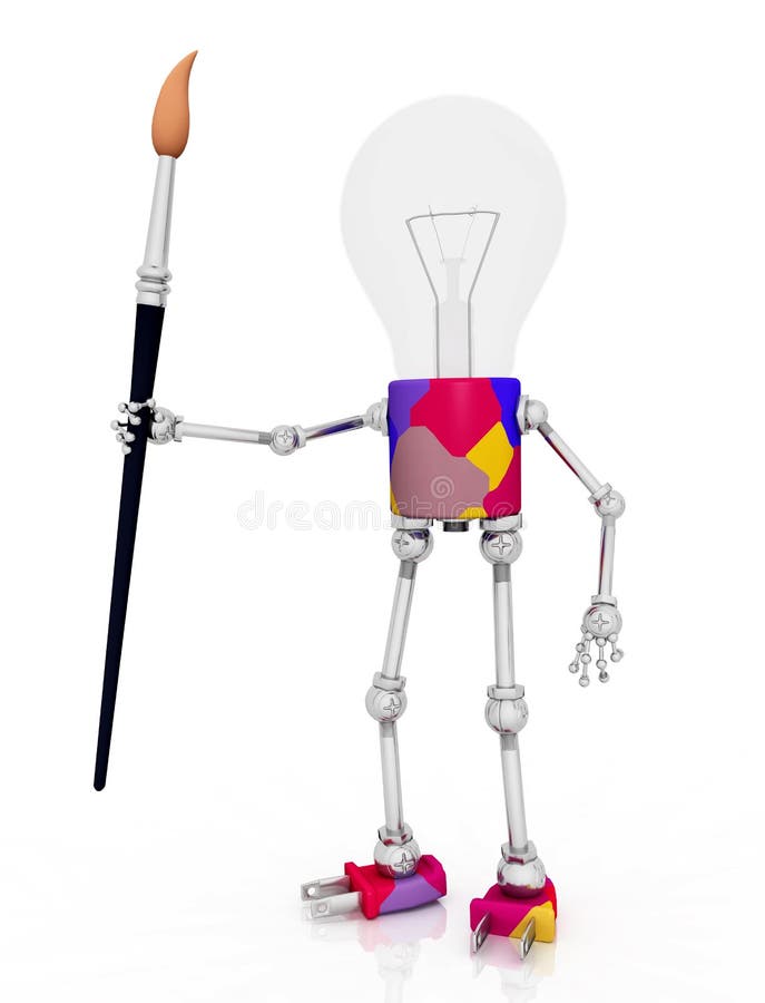 Light Bulb Figure with a Paintbrush Stock Illustration - Illustration ...