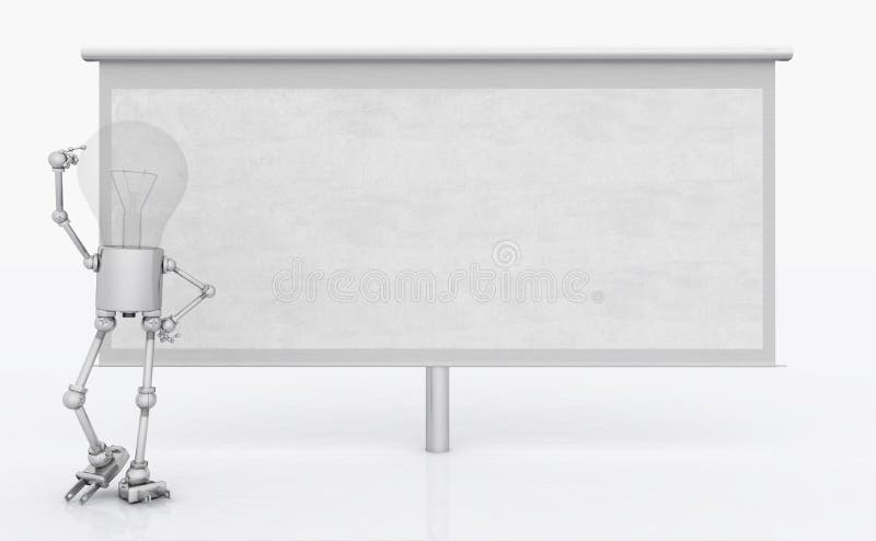 Light Bulb Figure with a Projection Screen Stock Illustration ...