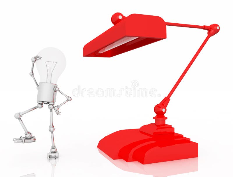 Light Bulb Figure with a Red Desk Lamp Stock Illustration ...