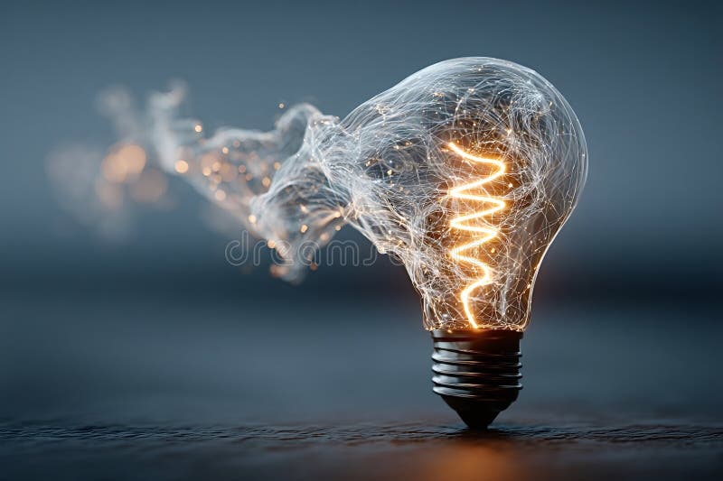 Light Bulb Filament Glowing with Network Connection, Showing Innovation ...