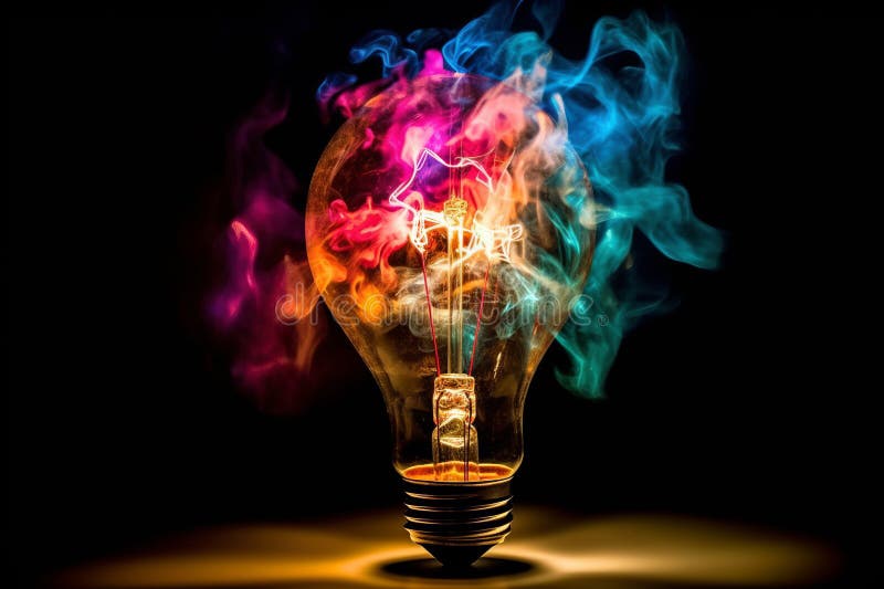 Light Bulb Filled with Colorful Fire, Representing Concept of New Life ...