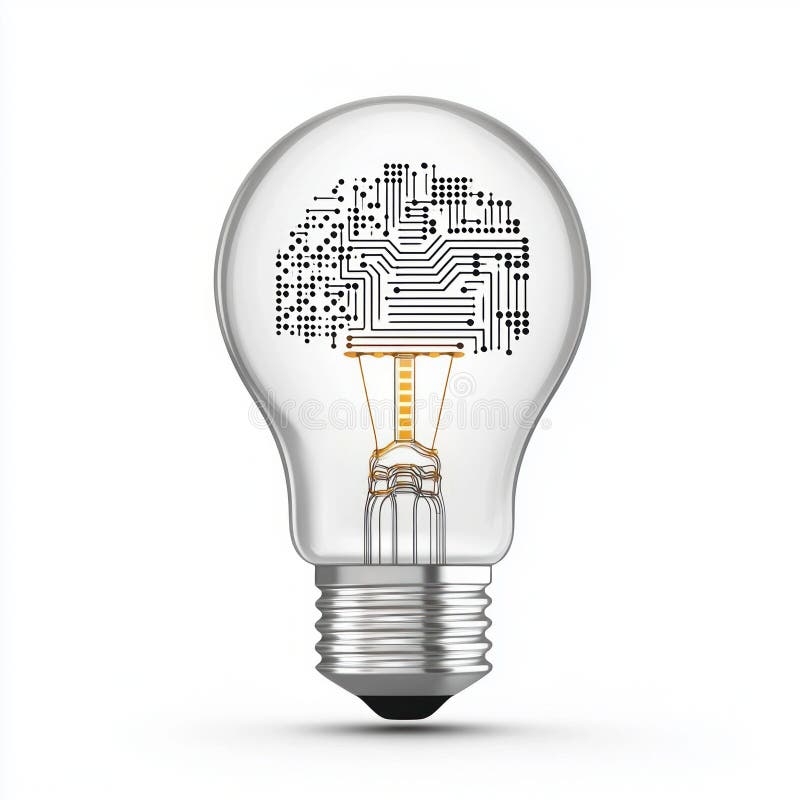 AI Brain Lightbulb stock image. Image of technology - 367248887