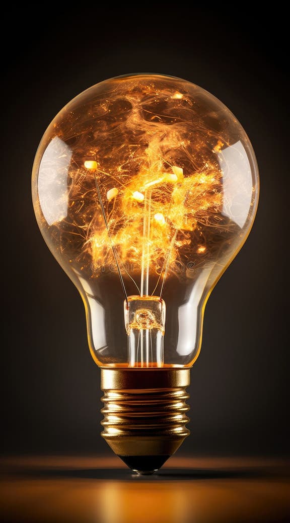 A Light Bulb with a Fire Inside Stock Illustration - Illustration of ...
