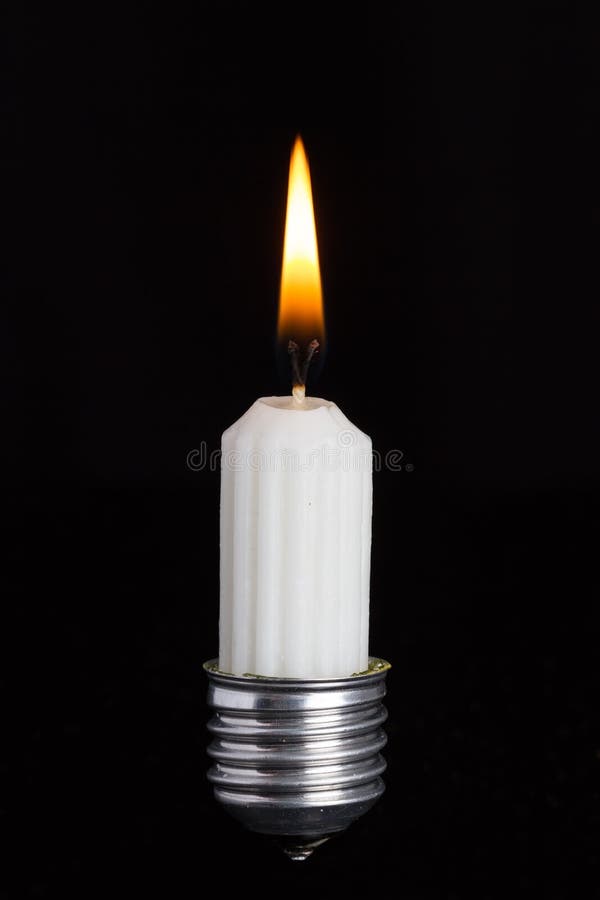 Light Bulb Fitting with No Glass and Candle Stock Photo - Image of ...