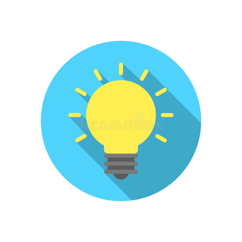 Light Bulb Flat Icon with Long Shadow. Insight, Idea Concept Stock ...