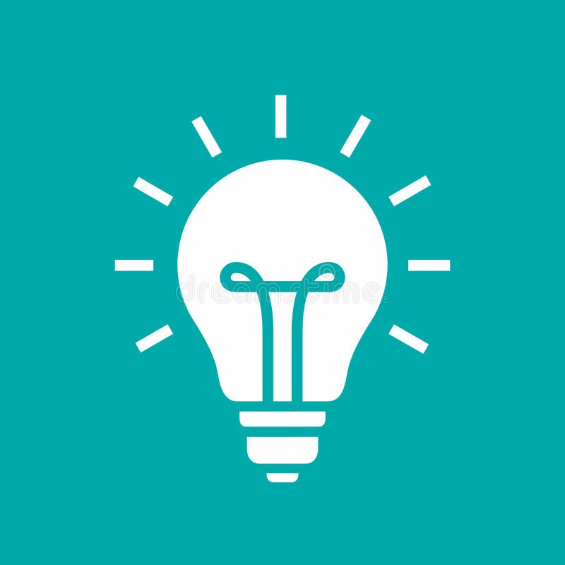 Light bulb flat style icon stock vector. Illustration of glow - 130069507