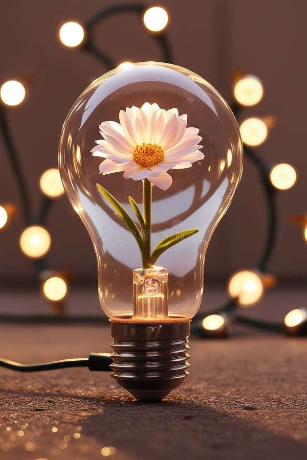 A Light Bulb with a Flower Inside of it Stock Illustration ...