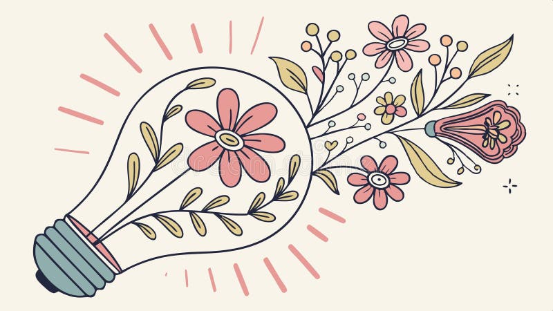 Light Bulb with Flowers, Bright Ideas and Creative Inspiration Vector ...