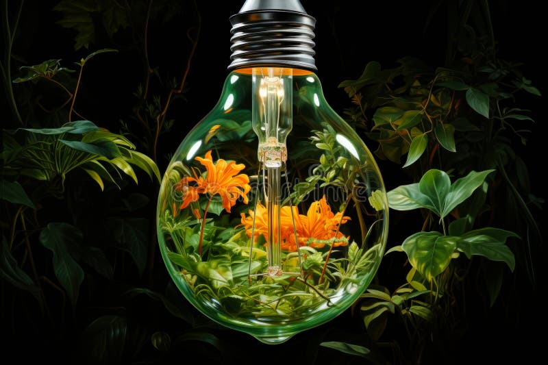 A Light Bulb with Flowers Inside Stock Photo - Image of ecofriendly ...