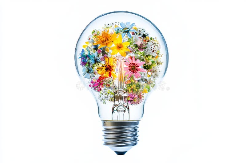 A Light Bulb with Flowers Inside of it Stock Illustration ...