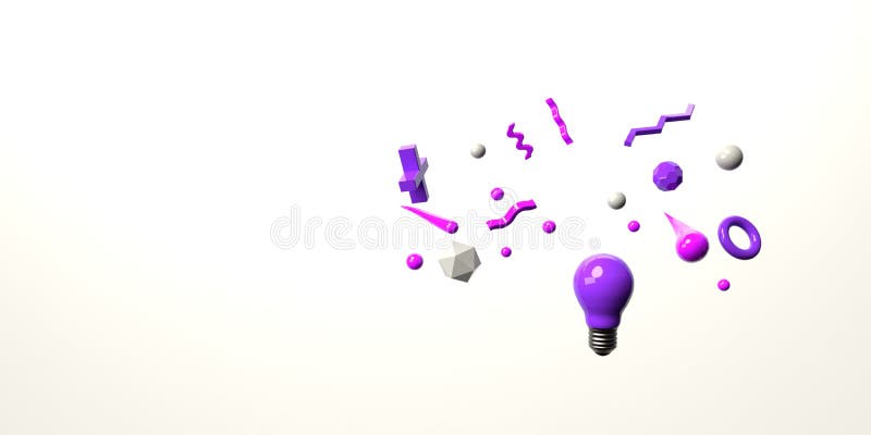 Light Bulb with Flying Geometric Shapes Stock Illustration ...