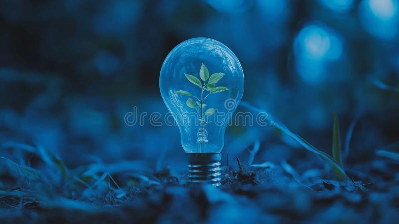 Light Bulb on Forest Floor with Plant Inside, Symbolizing Growth and ...