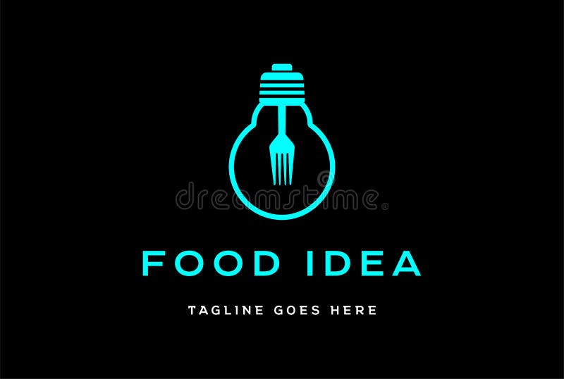 Light Bulb with Fork for Food Idea Innovation Logo Design Vector Stock ...