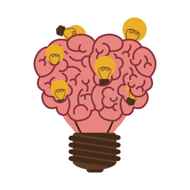 Light Bulb in Form of Brain Icon with Multiple Small Bulb Stock Vector ...