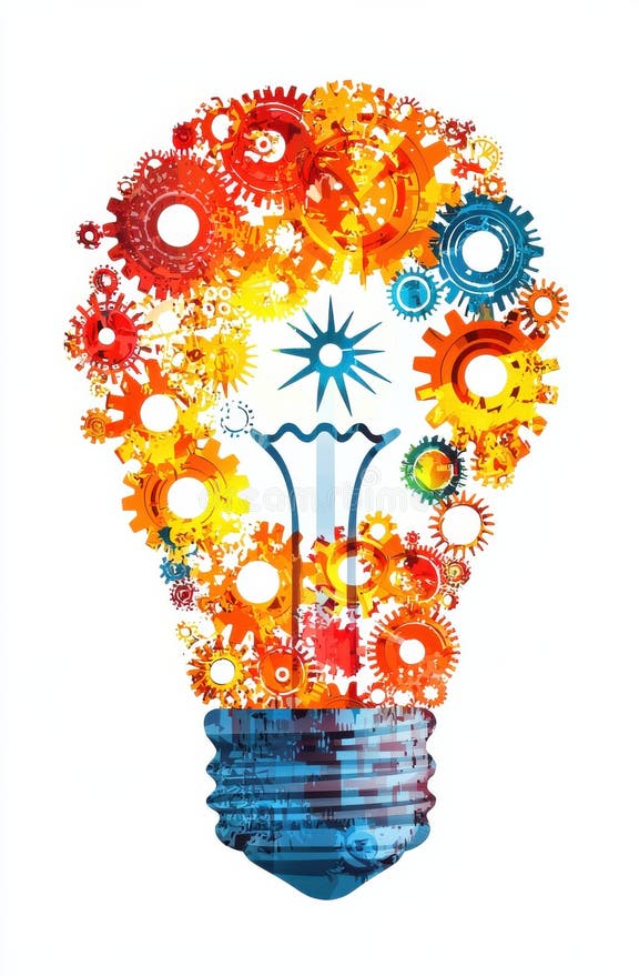 Light Bulb Formed from Colorful Gears Symbolizing Innovation and ...