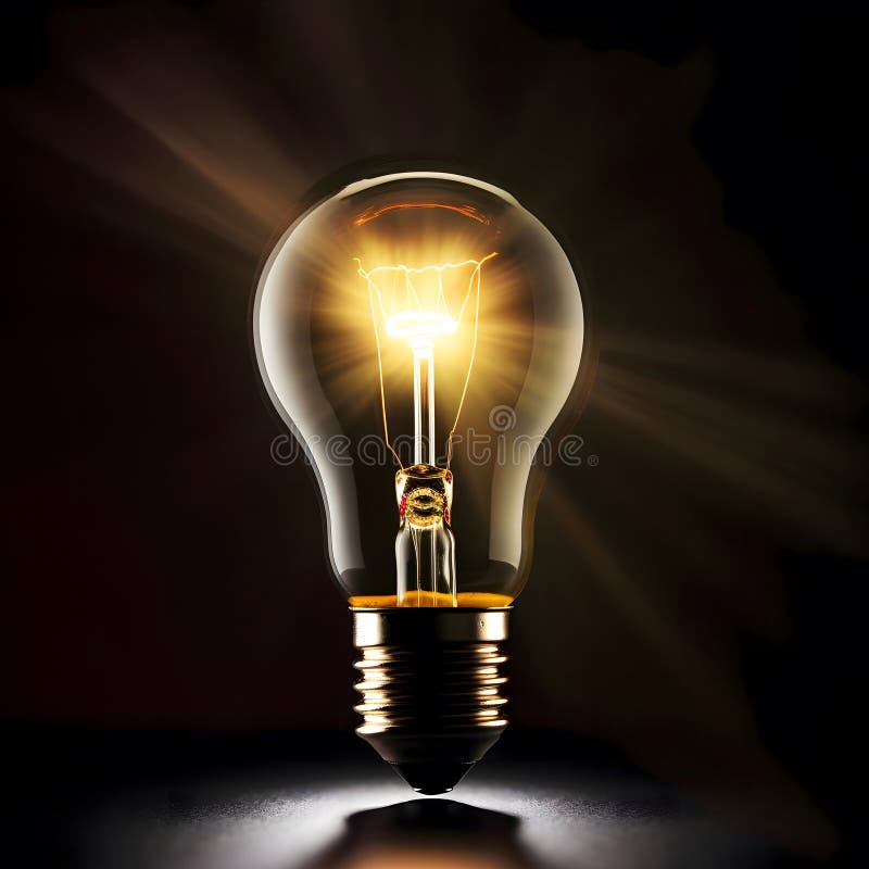 The Light Bulb is Full of Ideas on Black Background Stock Illustration ...