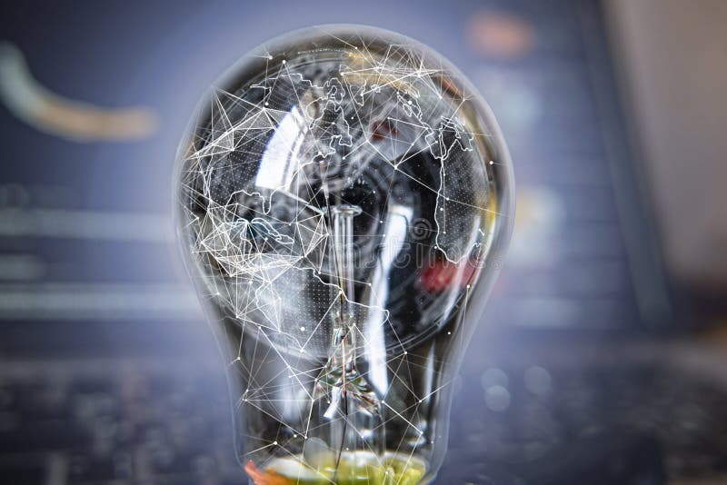 Light Bulb and Futuristic Technology Inside it B Stock Image - Image of ...