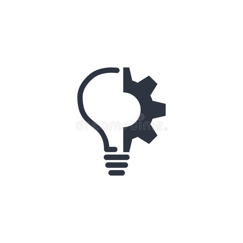 Light Bulb and Gear Icon Concept. Vector Symbol Simple Flat Icon Stock ...